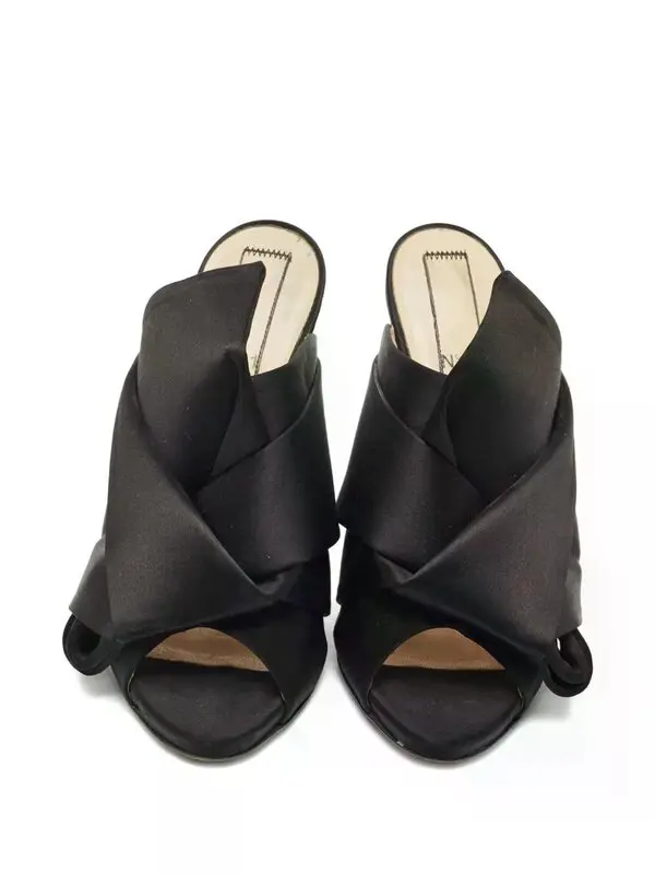 N°21 Peep-toe Mules - Black