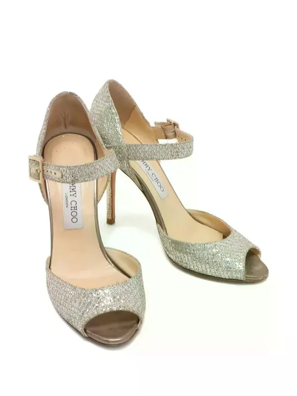 JIMMY CHOO Glitter Ankle Strap Sandals