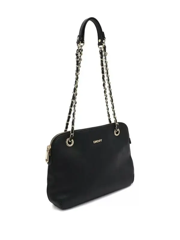 Dkny Leather Satchel With Chain Strap - Black