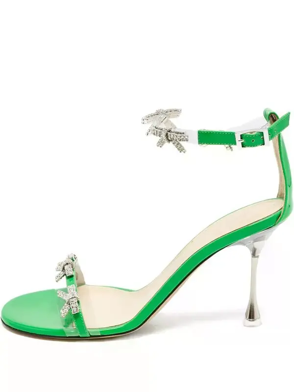 Mach & Mach 90mm Crystal Bow Embellished Sandals