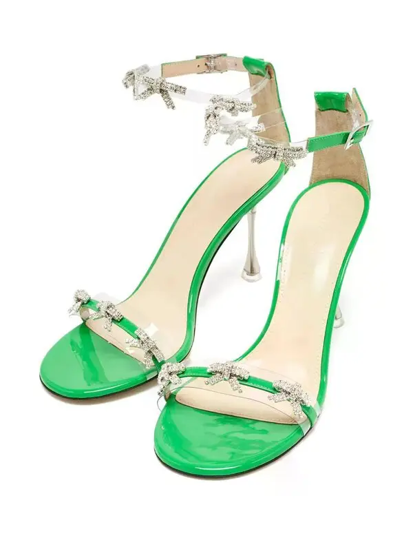 Mach & Mach 90mm Crystal Bow Embellished Sandals
