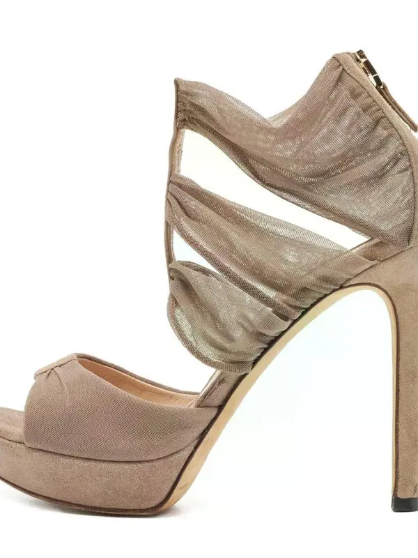 Fendi Mesh And Suede Sandals - Neutrals