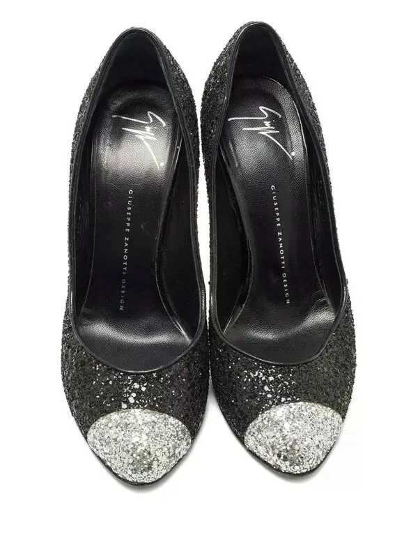GIUSEPPE ZANOTTI 120mm Glitter Cap-toe Pumps - Black