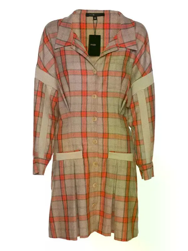 Maje Check Button Mini Dress