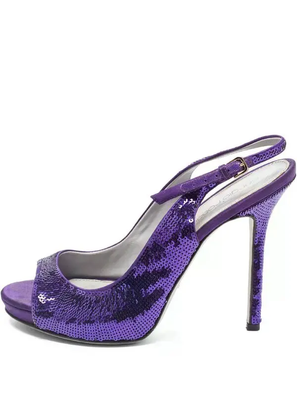 SERGIO ROSSI 110mm Sequined Slingback Sandals - Purple