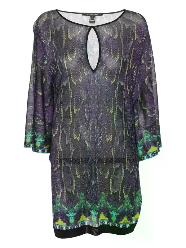 Roberto Cavalli Snake-print Kaftan With Belt