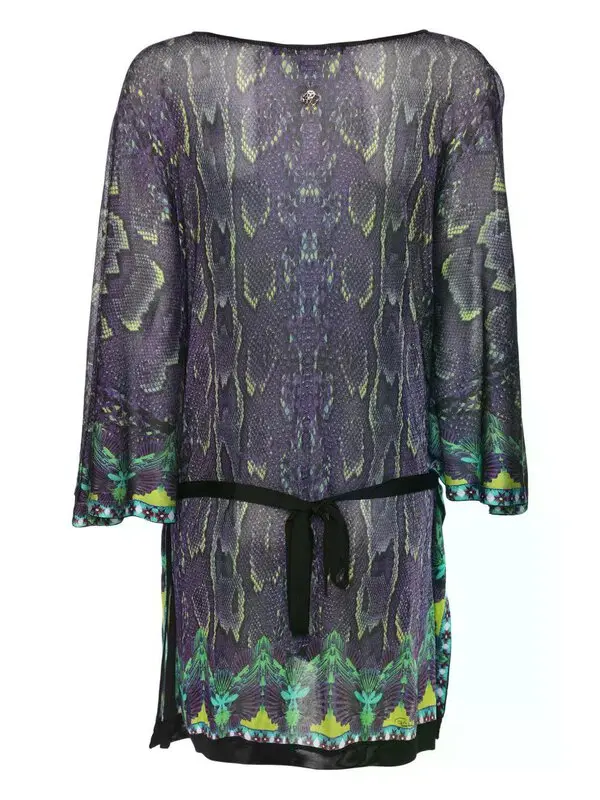 Roberto Cavalli Snake-print Kaftan With Belt