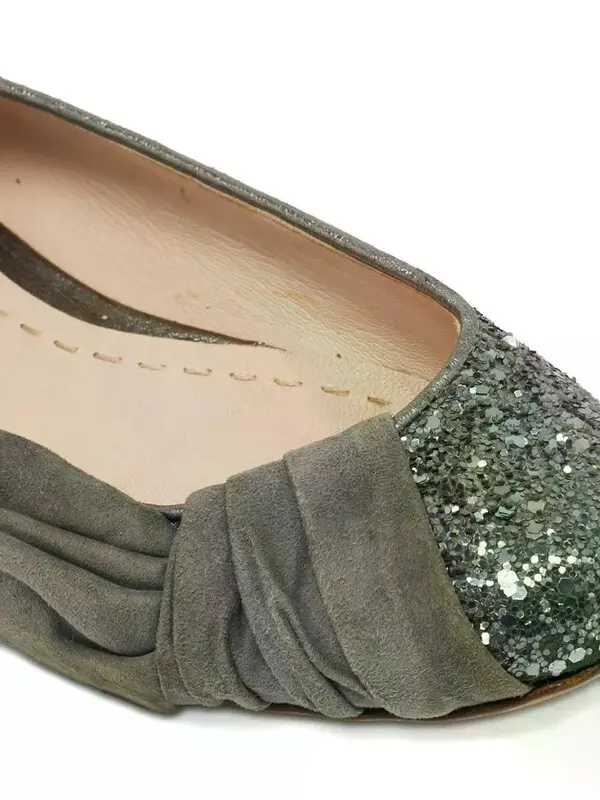 Miu Miu Glitter Ballerina Shoes