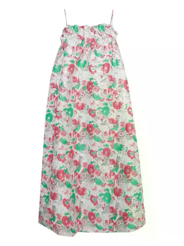 GANNI Jacquard Ruffled Midi Dress