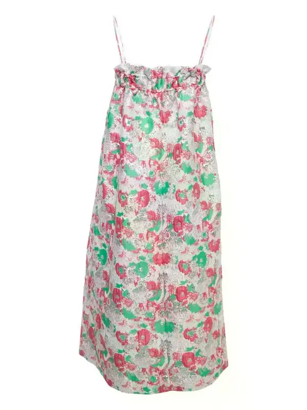 GANNI Jacquard Ruffled Midi Dress