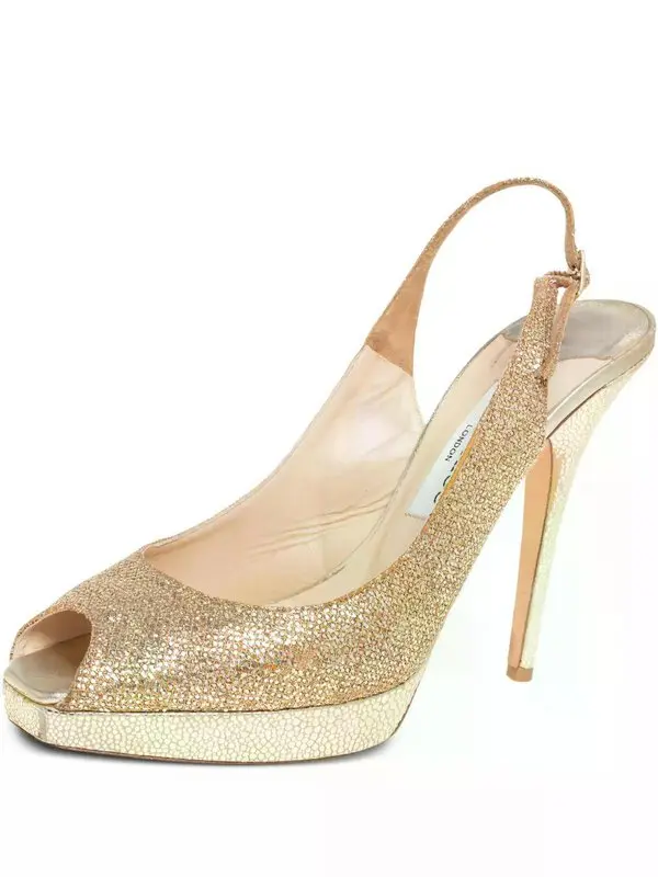 JIMMY CHOO Nova Glitter Platform Sandals - Gold