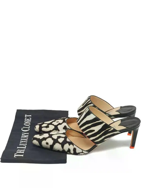 JIMMY CHOO Zebra-print Calf Hair Mules - White