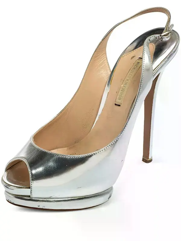NICHOLAS KIRKWOOD Leather Slingback Sandals - Silver