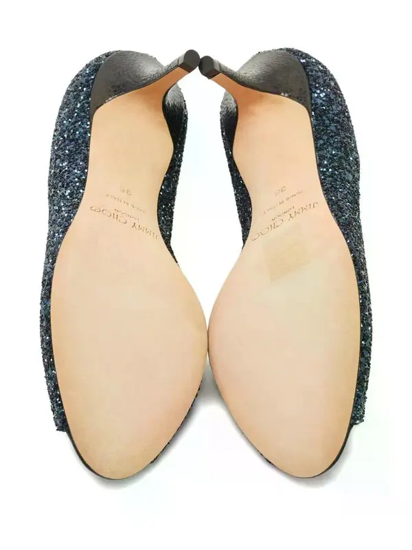 JIMMY CHOO Isabel Glitter Peep-toe Sandals