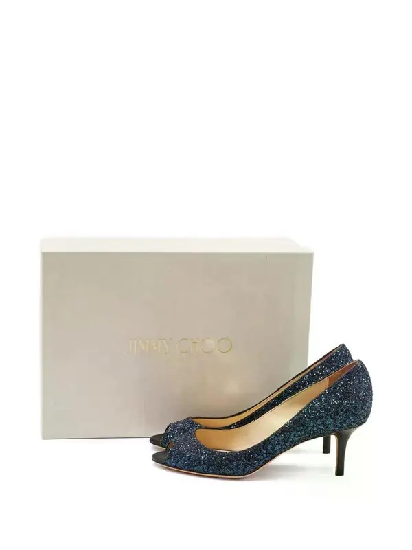 JIMMY CHOO Isabel Glitter Peep-toe Sandals