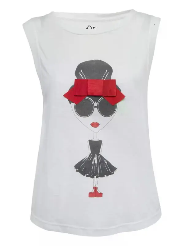 Alice + Olivia Crepe Bow Detail Top - White