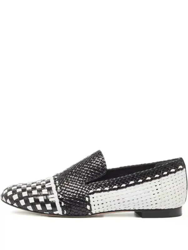 STUART WEITZMAN Woven Leather Slippers - Black