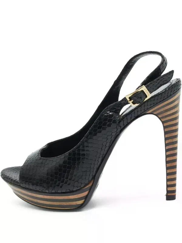 Fendi Python Embossed Leather Sandals