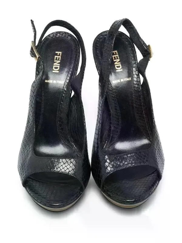 Fendi Python Embossed Leather Sandals