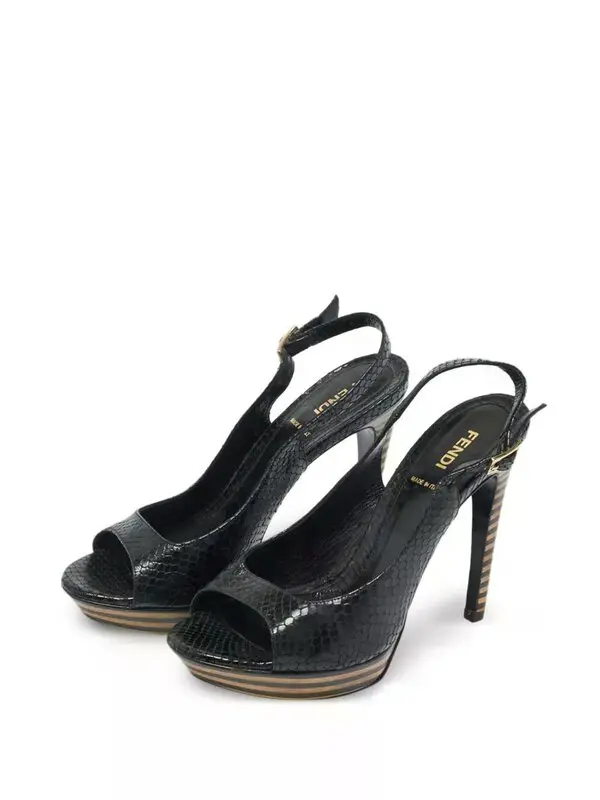 Fendi Python Embossed Leather Sandals