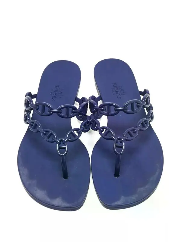 Hermès Chain-embellished Rubber Flip-flops
