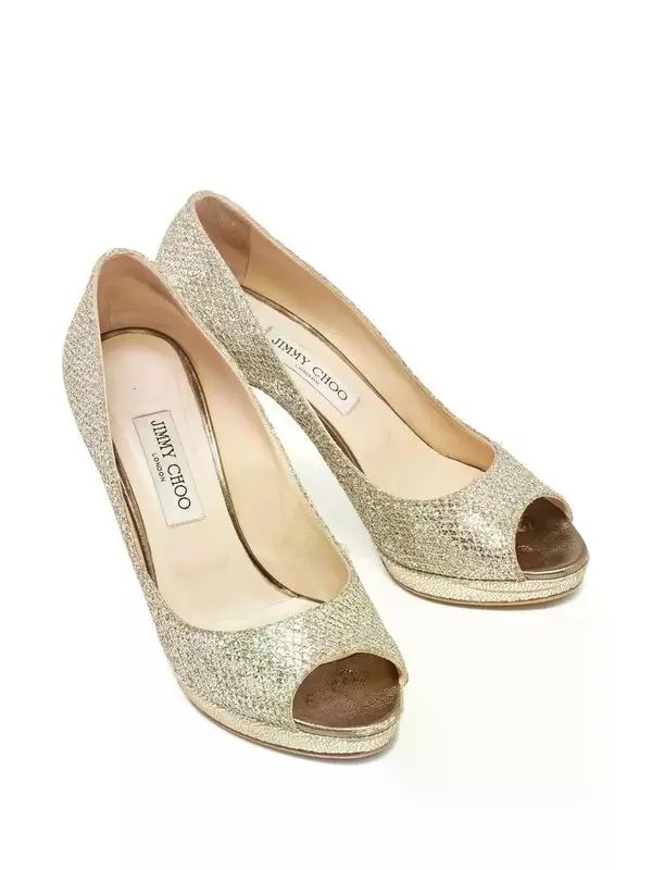 JIMMY CHOO Glitter Peep-toe Pumps