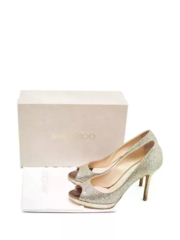 JIMMY CHOO Glitter Peep-toe Pumps
