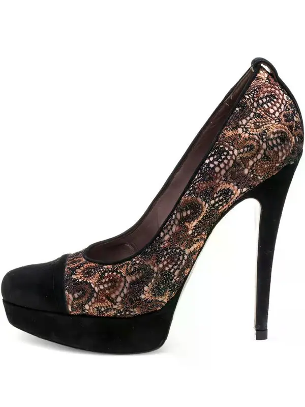 Missoni Lace And Suede Platform Pumps