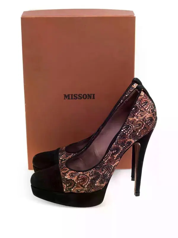Missoni Lace And Suede Platform Pumps