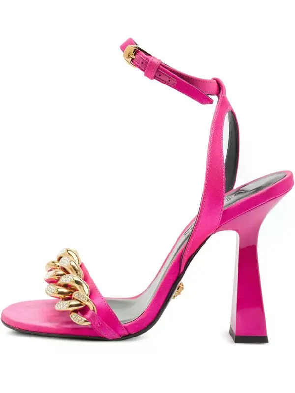 Versace Satin Sandals With Medusa Chain