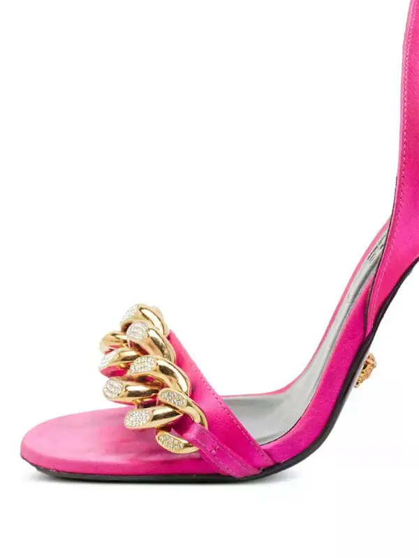 Versace Satin Sandals With Medusa Chain