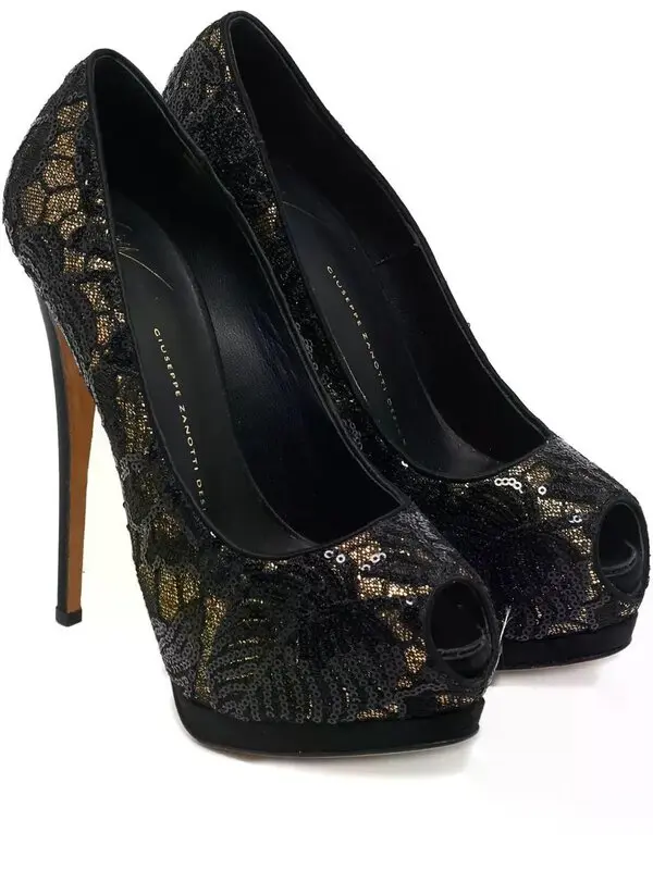 GIUSEPPE ZANOTTI 150mm Sequins Lace Pumps