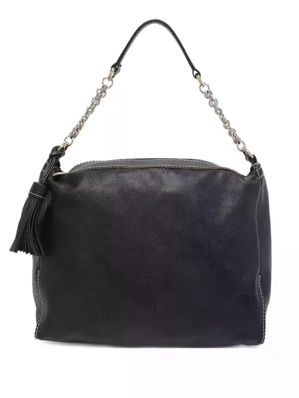 Carolina Herrera Leather Tassel Shoulder Bag - Black
