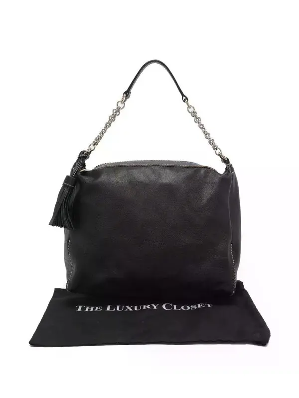 Carolina Herrera Leather Tassel Shoulder Bag - Black