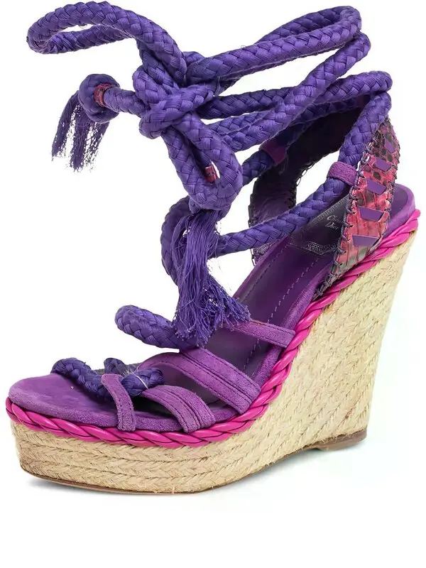 Dior 120mm Rope-detail Wedge Sandals - Purple