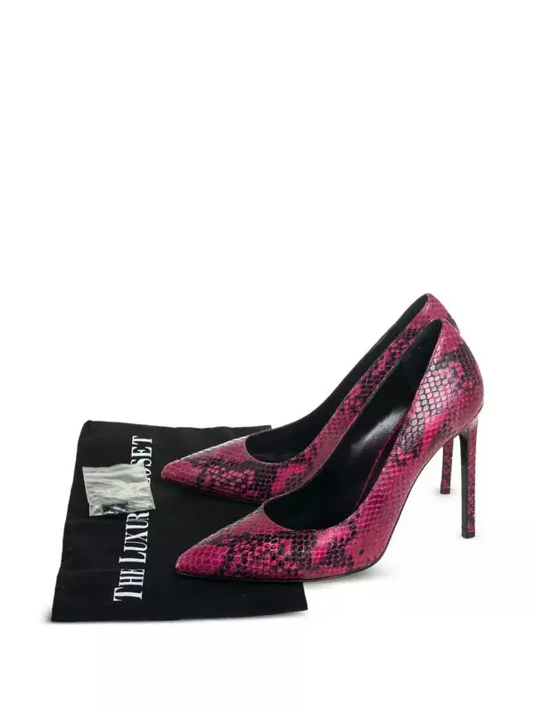 Saint Laurent Python Embossed Leather Pumps - Pink