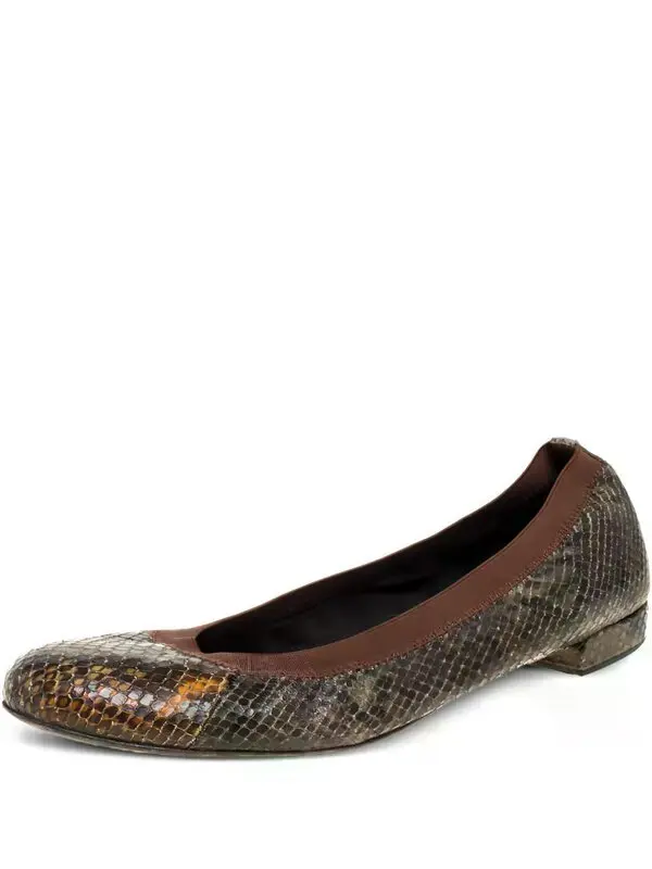 STUART WEITZMAN Python Embossed Leather Ballet Flats
