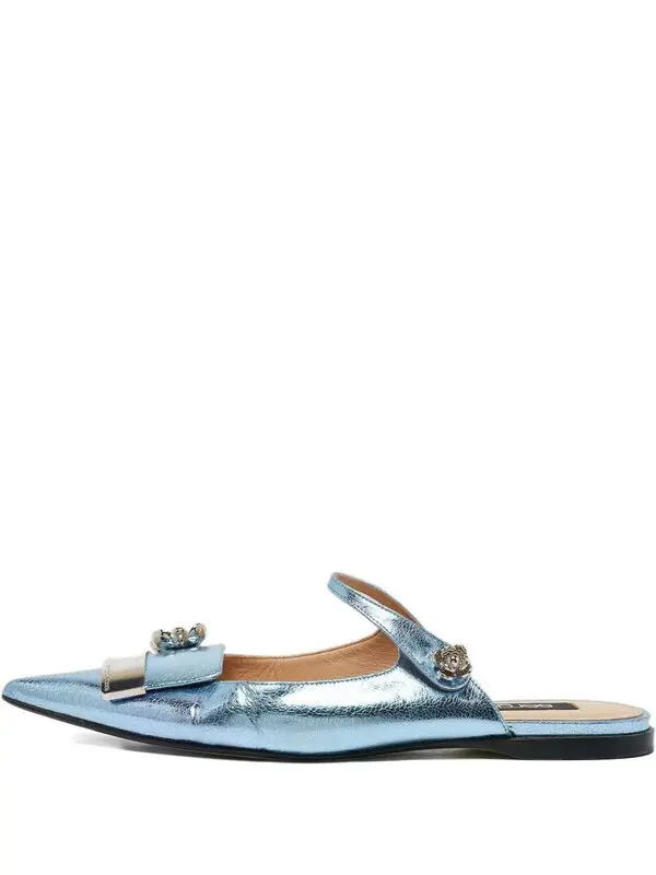 SERGIO ROSSI Metallic-leather Buckled Mules