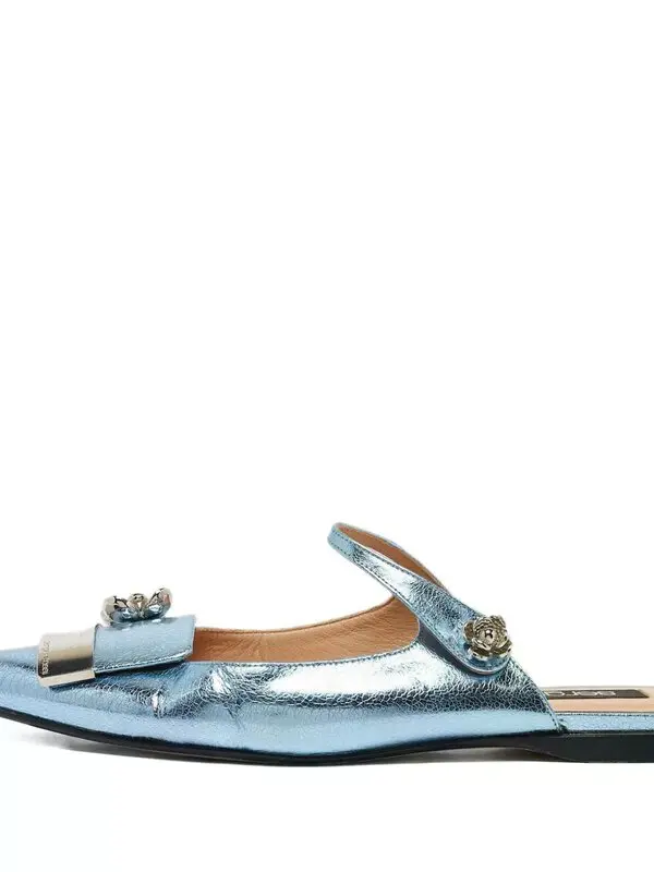 SERGIO ROSSI Metallic-leather Buckled Mules