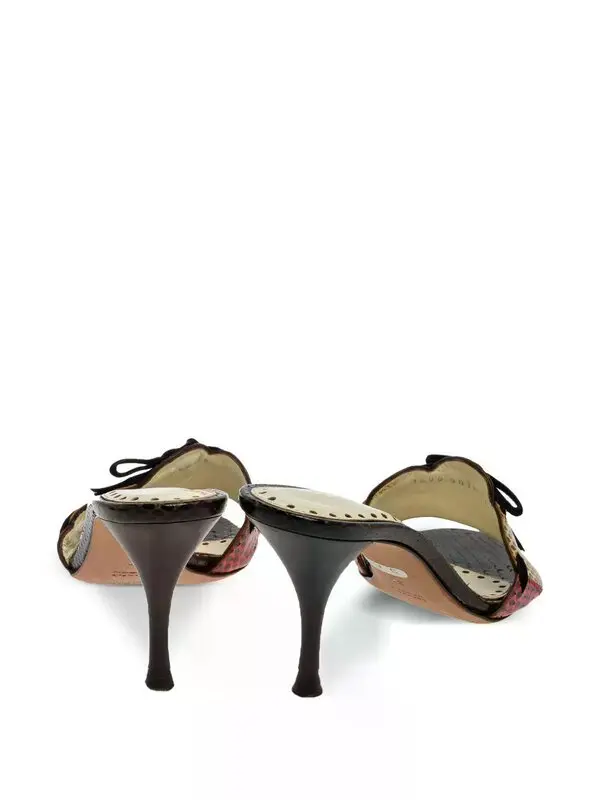Saint Laurent 95mm Snakeskin Bow Sandals - Neutrals
