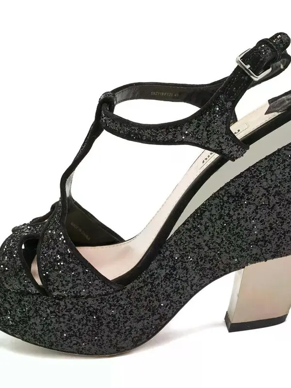 Miu Miu 110mm Glitter Platform Sandals