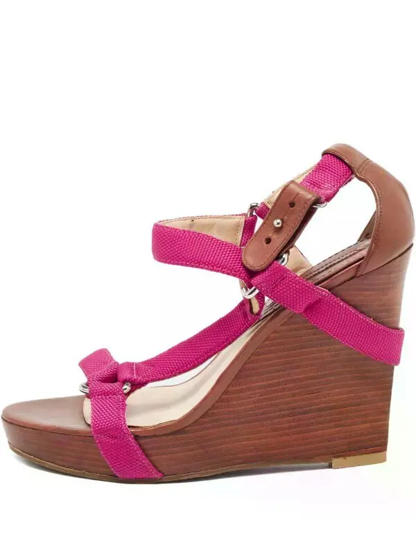 Celine 120mm T-strap Wedge Sandals - Pink