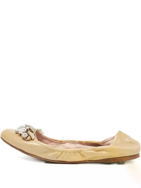 Miu Miu Crystal-embellished Ballet Flats - Neutrals