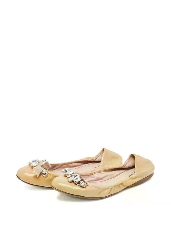 Miu Miu Crystal-embellished Ballet Flats - Neutrals