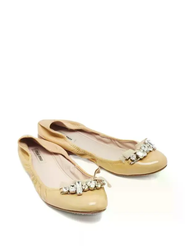 Miu Miu Crystal-embellished Ballet Flats - Neutrals