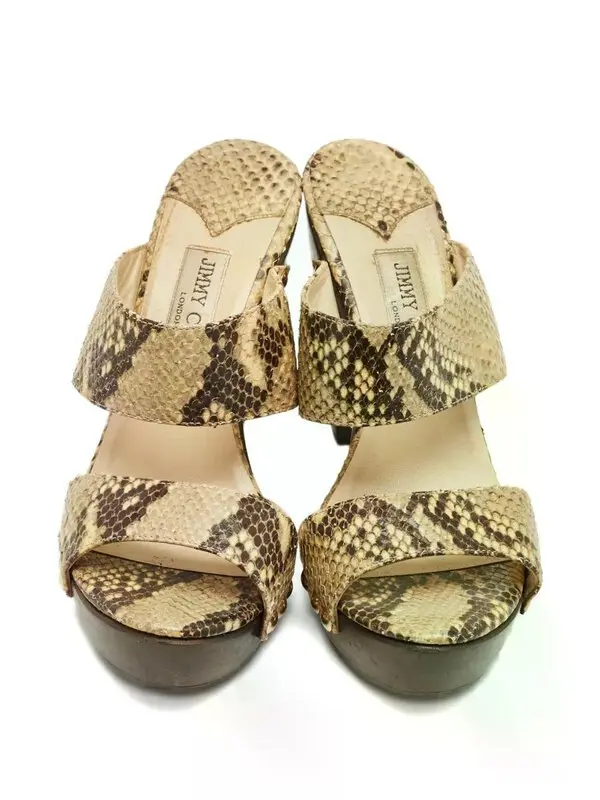 JIMMY CHOO Snakeskin Embossed Platform Sandals