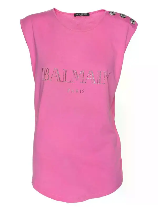 Balmain Sleeveless Logo Top - Pink