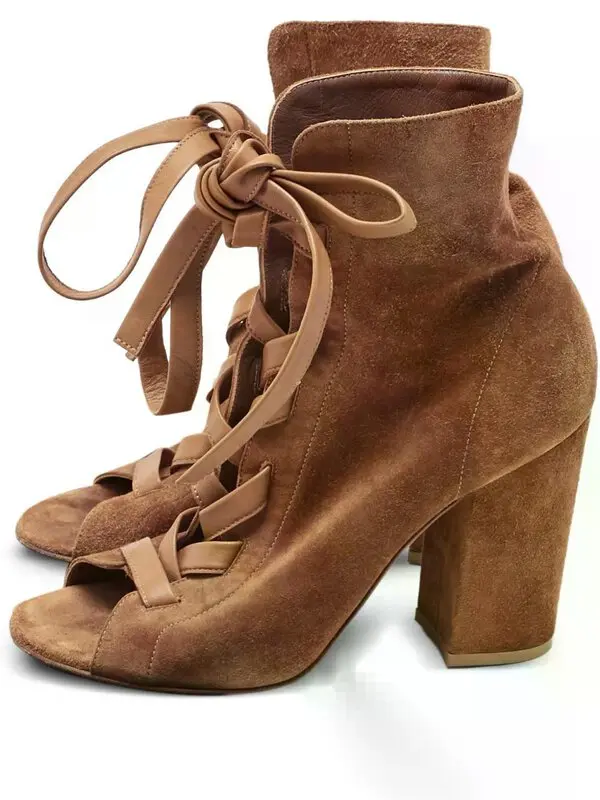 GIANVITO ROSSI Open-toe Ribbon Ankle Boots