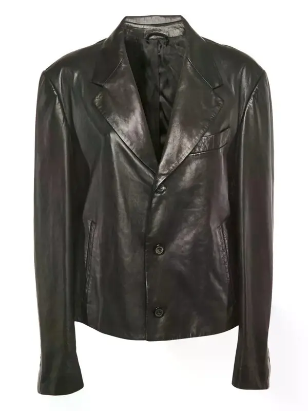 FERRAGAMO Single-breasted Leather Jacket - Black