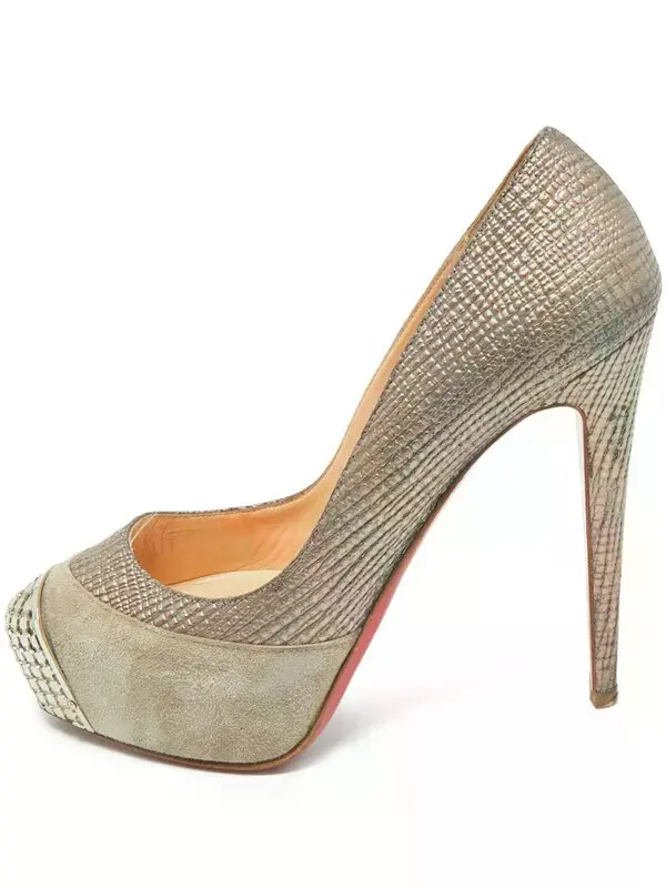 CHRISTIAN LOUBOUTIN Maggie Leather Platform Pumps - Grey